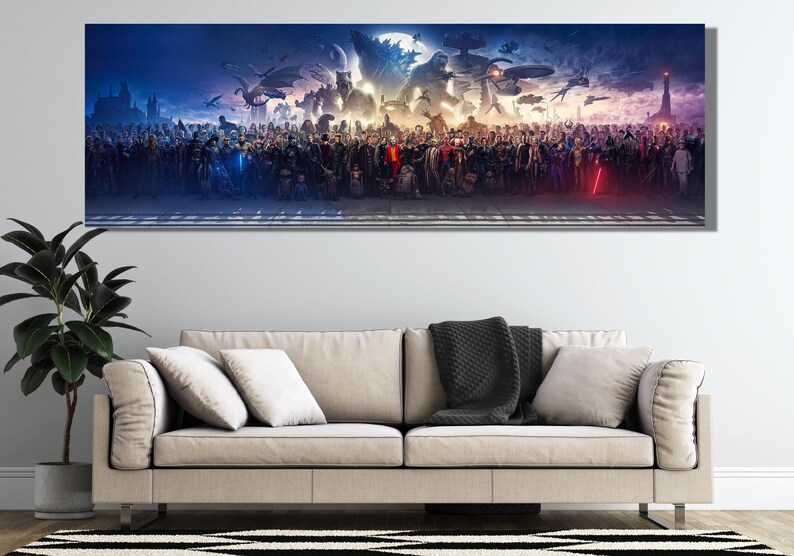 150 Movie Blockbuster Characters Panorama Canvas Wall Arts, New ...