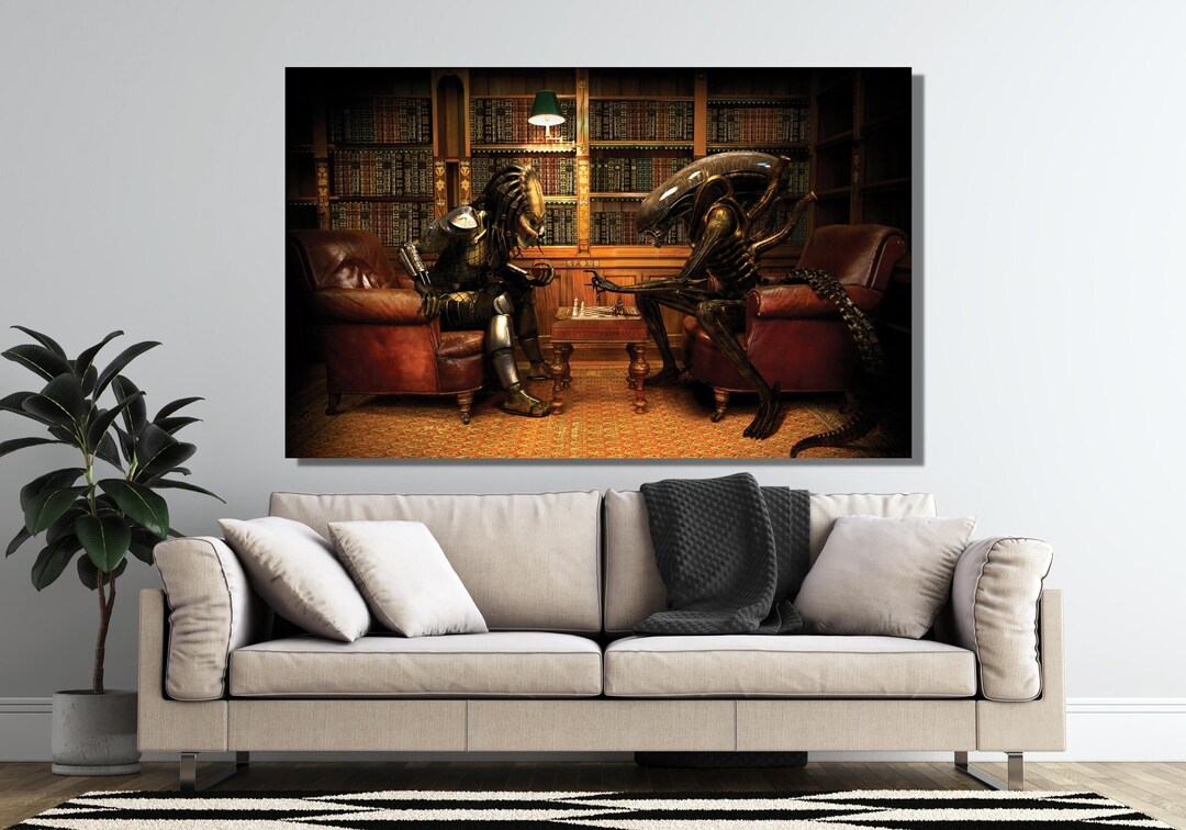 Alien Vs Predator Canvas Posters, Alien Vs Predator Playing Chess ...