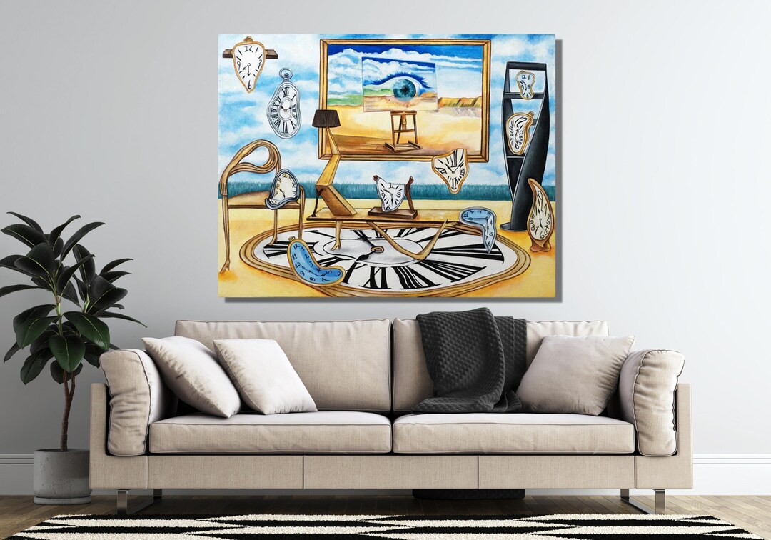 Salvador Dali Watch of Time Painting Canvas Wall Art, Surrealistic ...