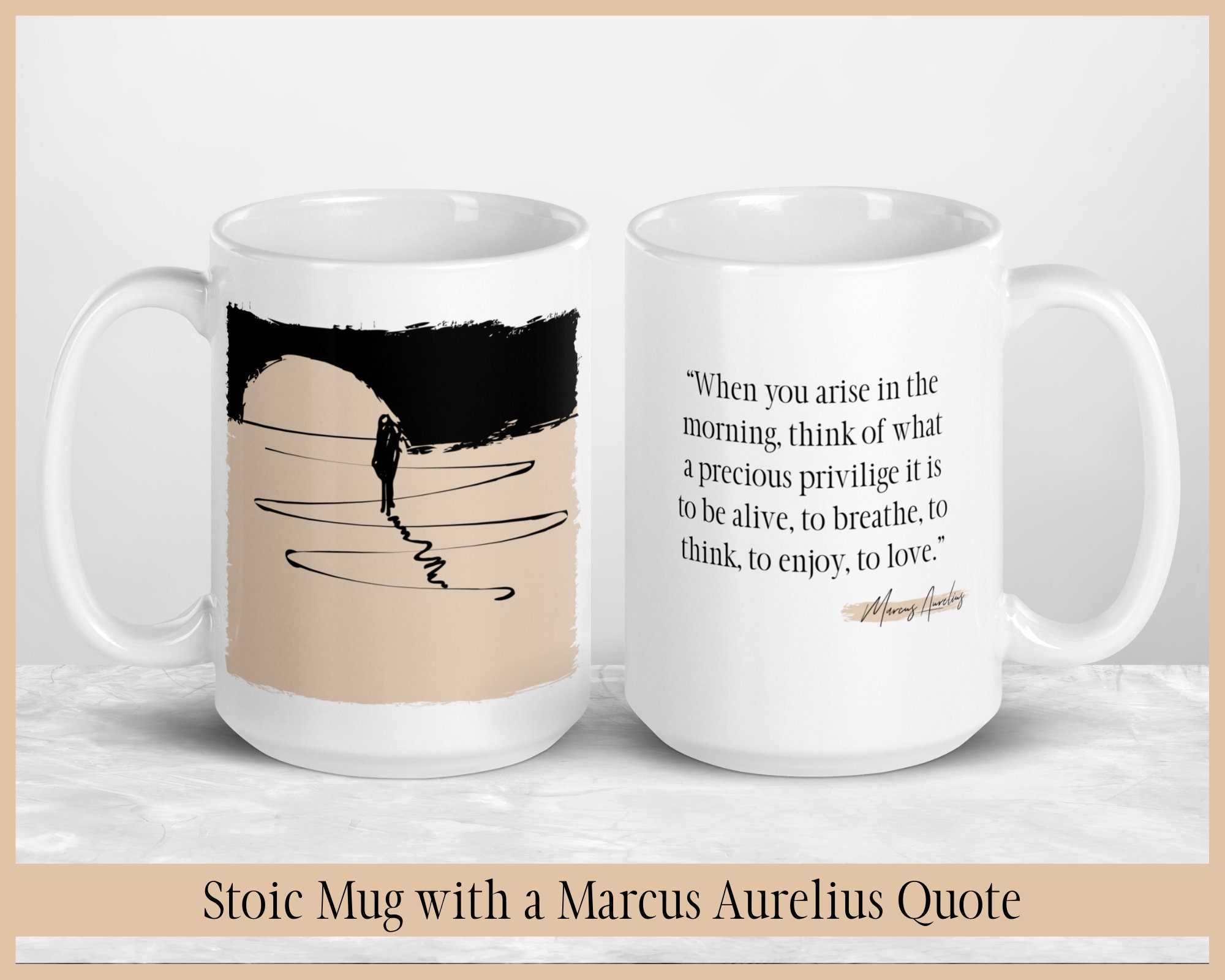 Marcus Aurelius Gift for Stoics, Ceramic Mug With Marcus Aurelius Quote, Stoic Coffee Cup ...