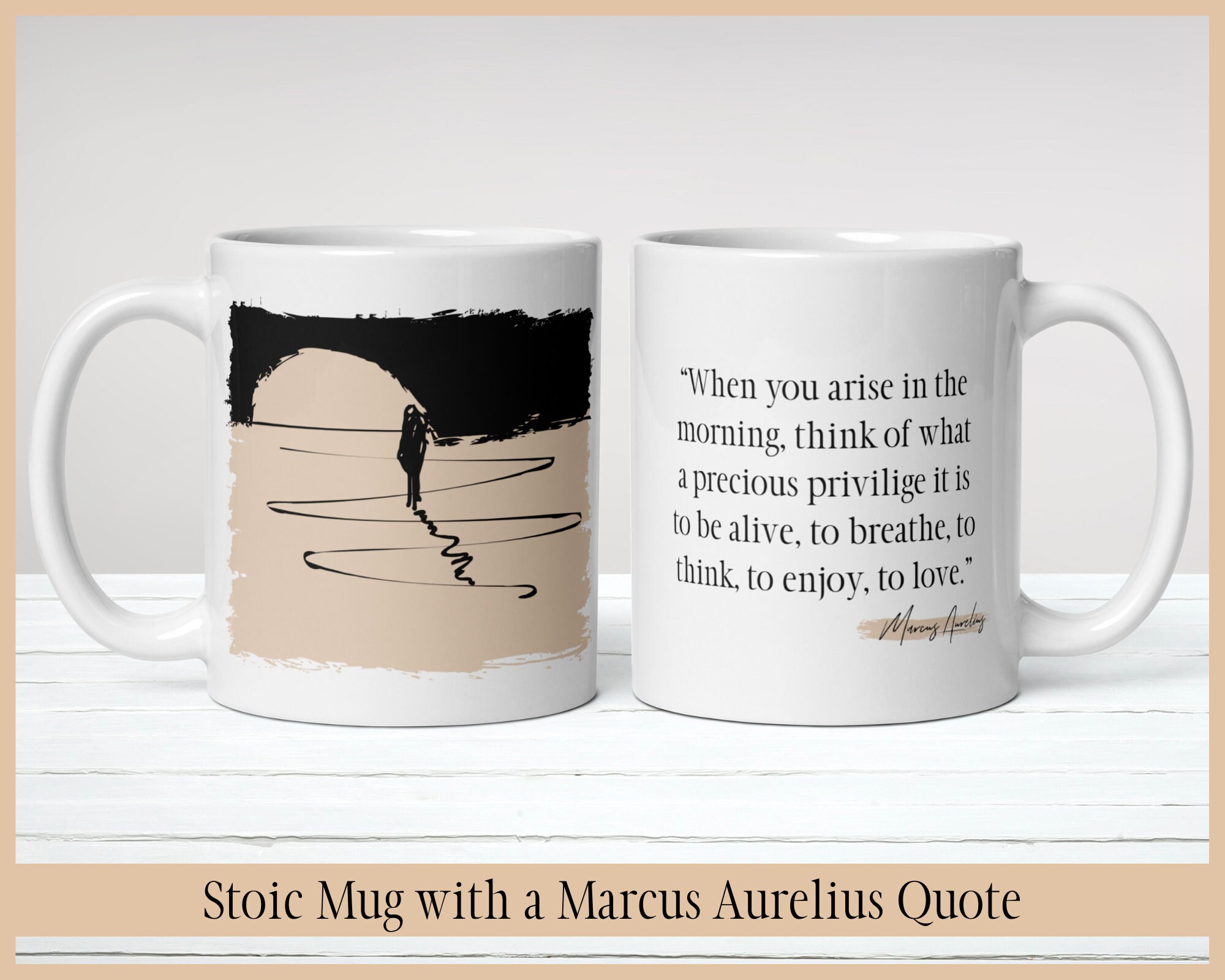 Marcus Aurelius Gift for Stoics, Ceramic Mug With Marcus Aurelius Quote ...