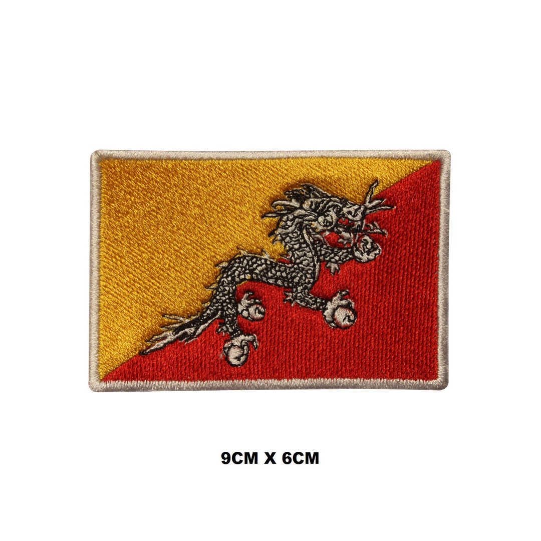 BHUTAN National Country Flag Patch Iron on Sew on Embroidered Badge Patch Applique for Clothes ...