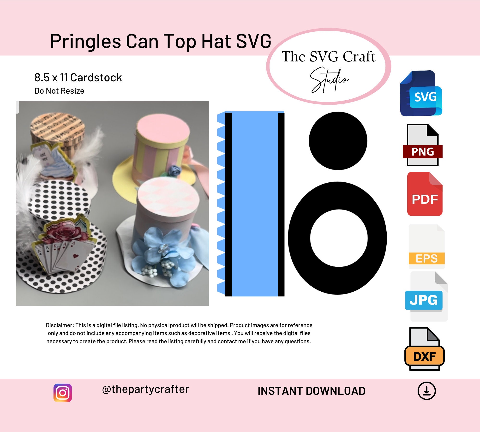 Pringles Can Top Hat SVG | 1.3 Oz Can Party Favor DIY | Tea Party ...