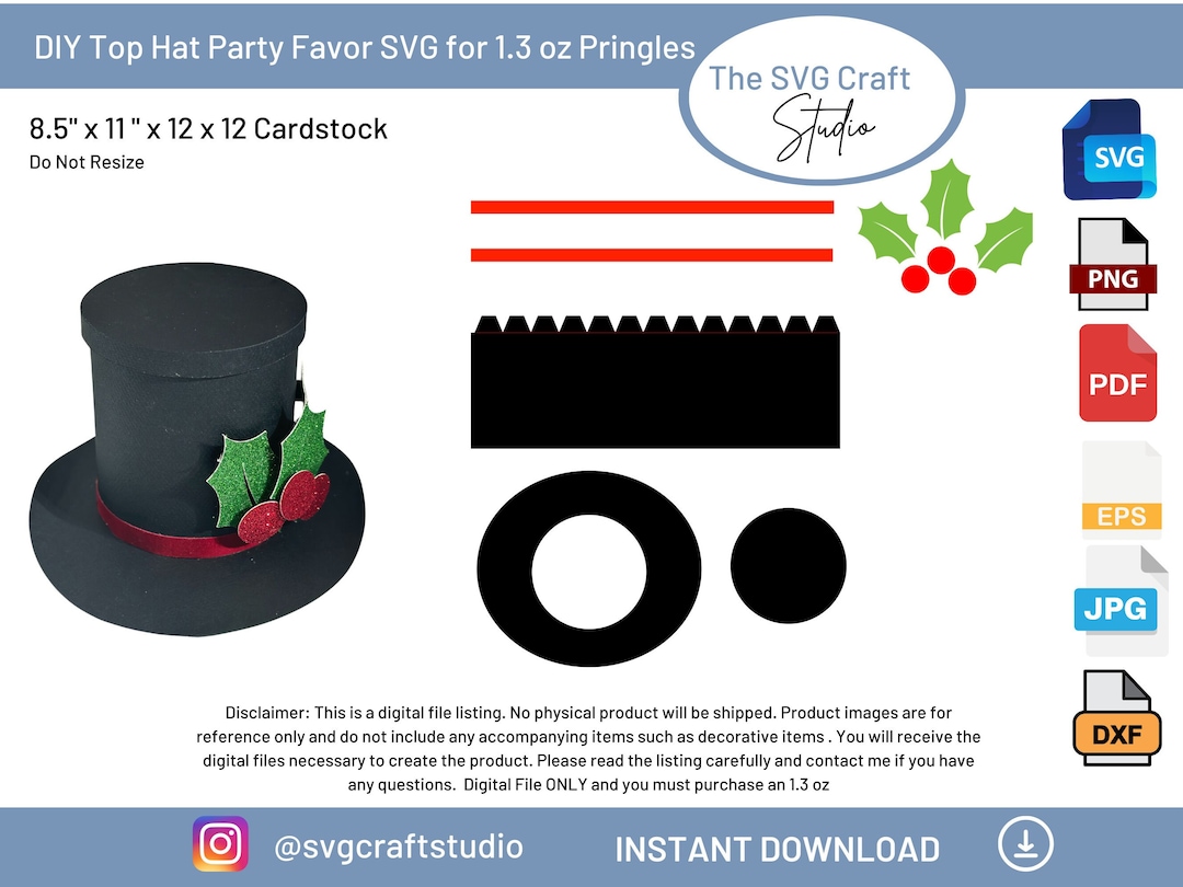 DIY Top Hat Party Favor SVG for Pringles Unique Pringles - Etsy