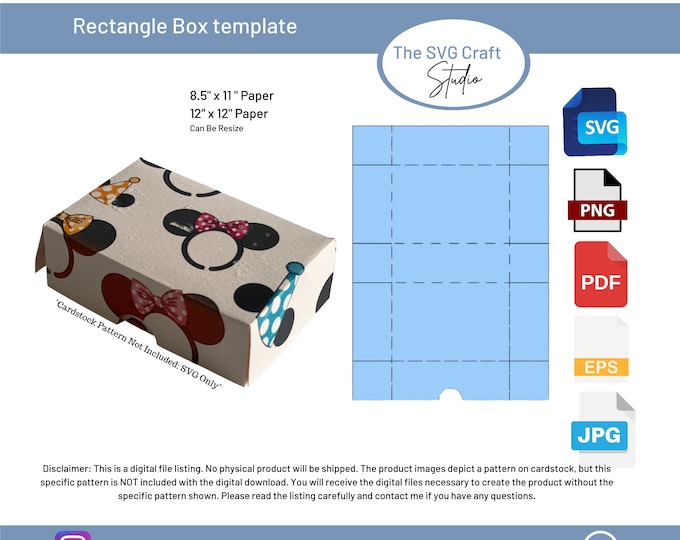 Chest Gift Box Template, SVG, PDF, 8.5x11, A4, A3 Sheet Instant ...