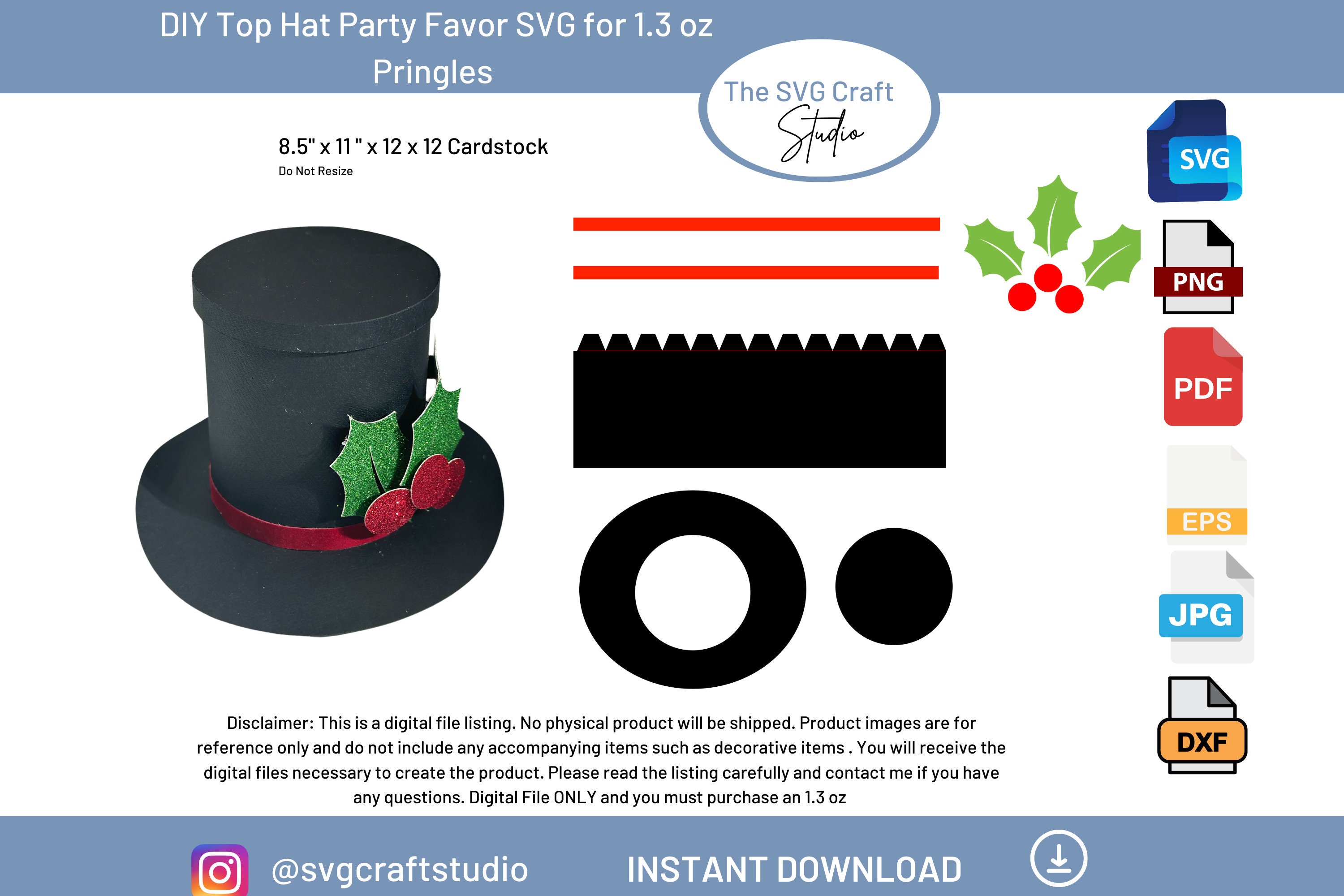 DIY Top Hat Party Favor SVG for Pringles Unique Pringles Birthday and ...