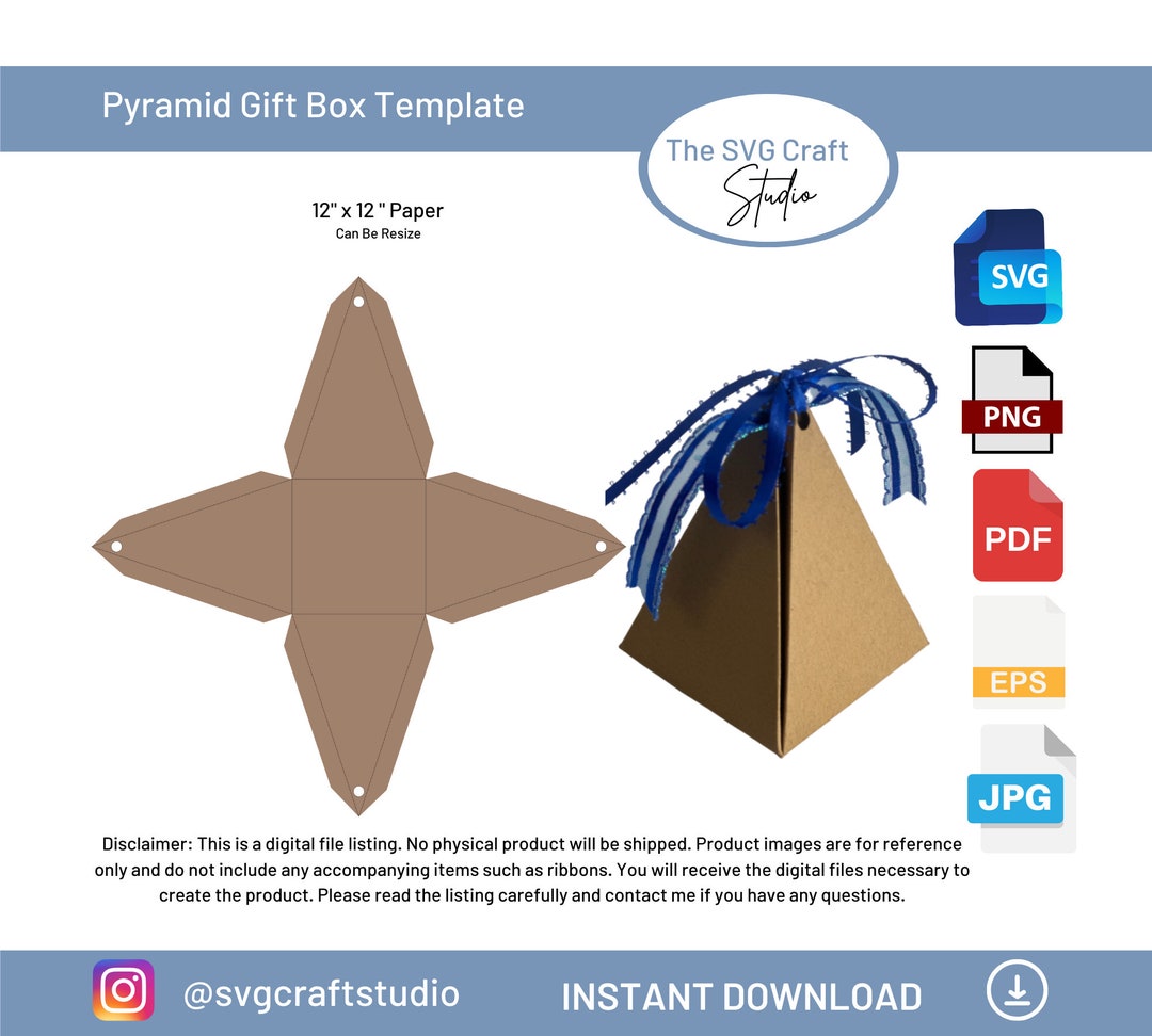 Pyramid Gift Box Template | Wedding Favor & Candy Box | Template Favor ...