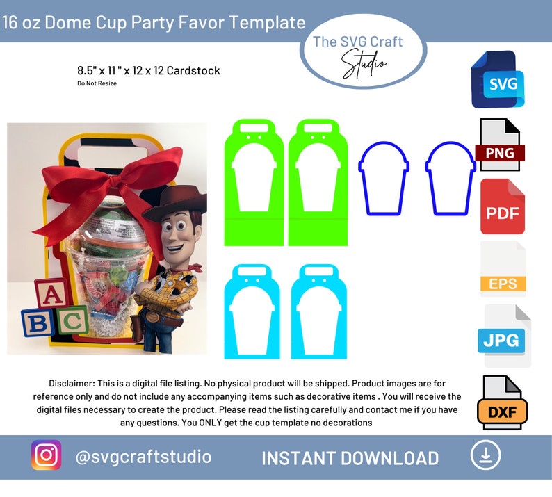 DIY 16 Oz Dome Cup SVG Template - Party Favor Craft Design for Events ...