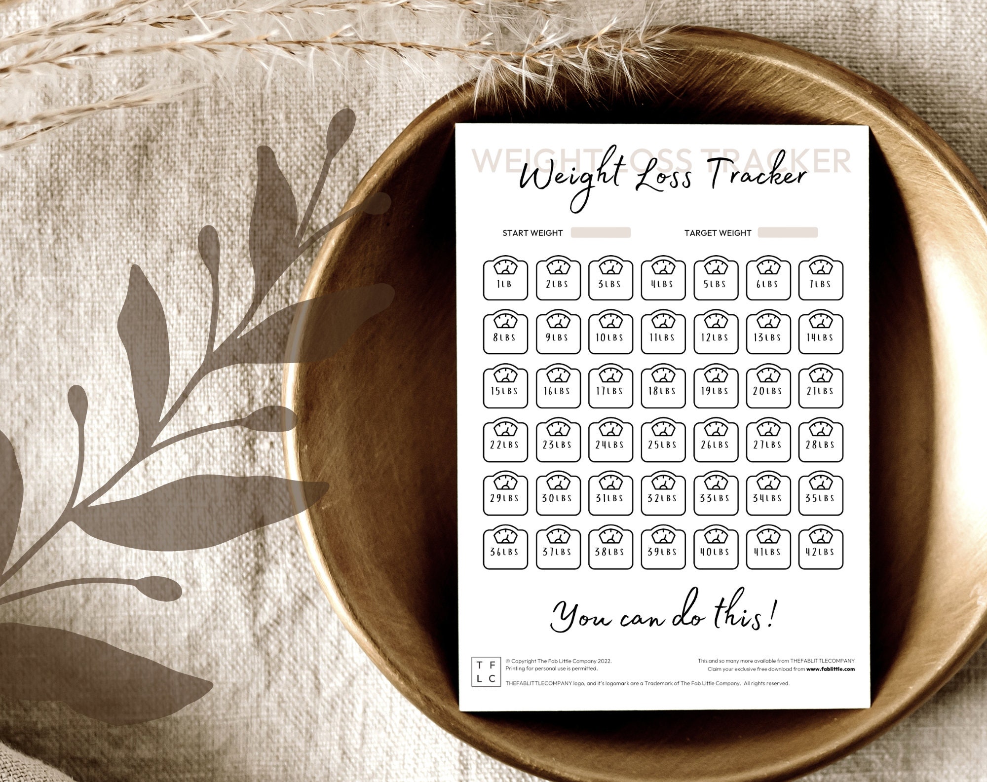 Printable Weight Loss Tracker | Digital Weight Loss Tracker | Weekly ...