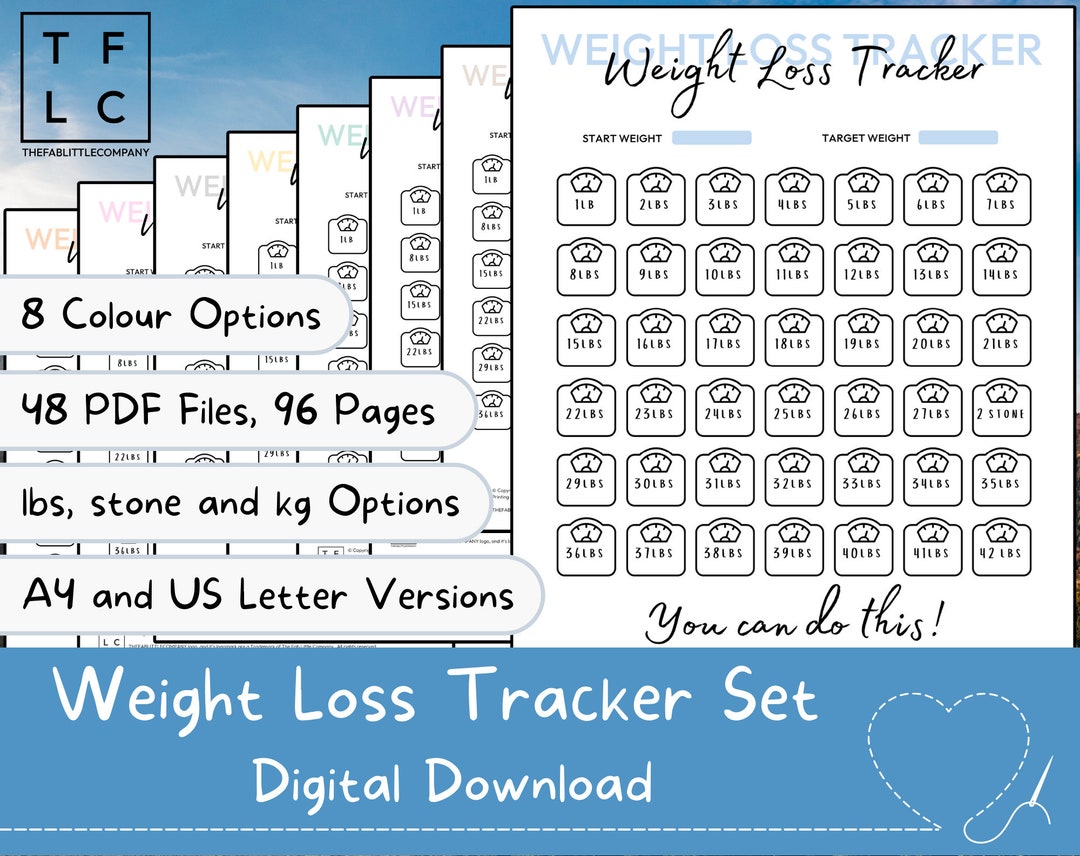 Printable Weight Loss Tracker | Digital Weight Loss Tracker | Weekly ...