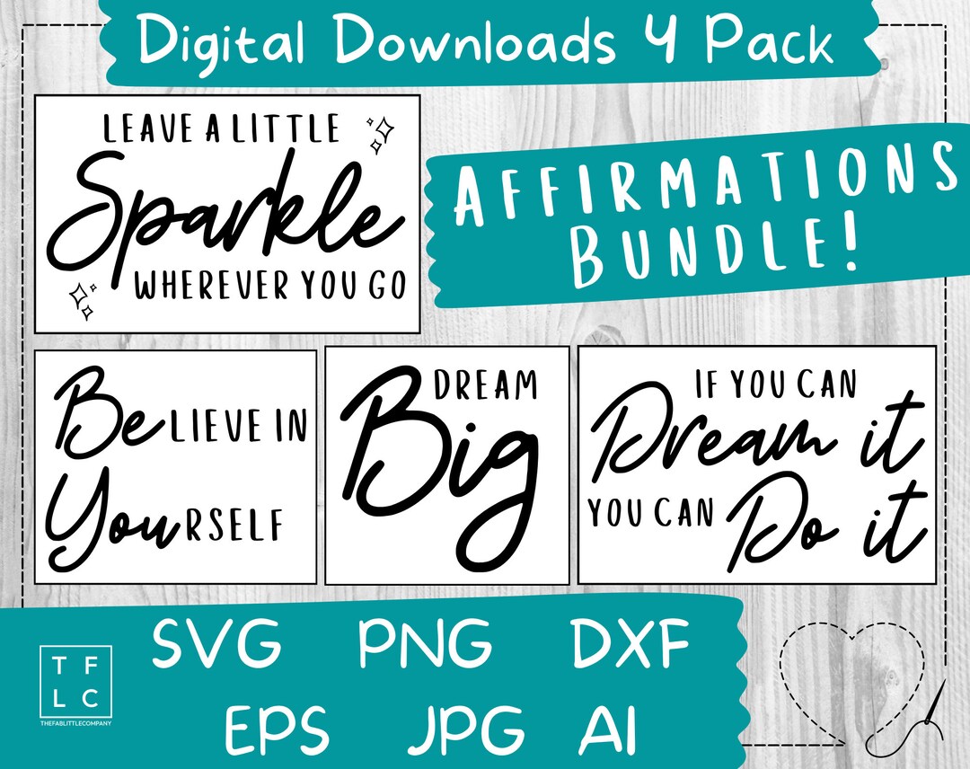 Affirmation Bundle | SVG, PNG, DXF | Affirmation Quote | Instant ...