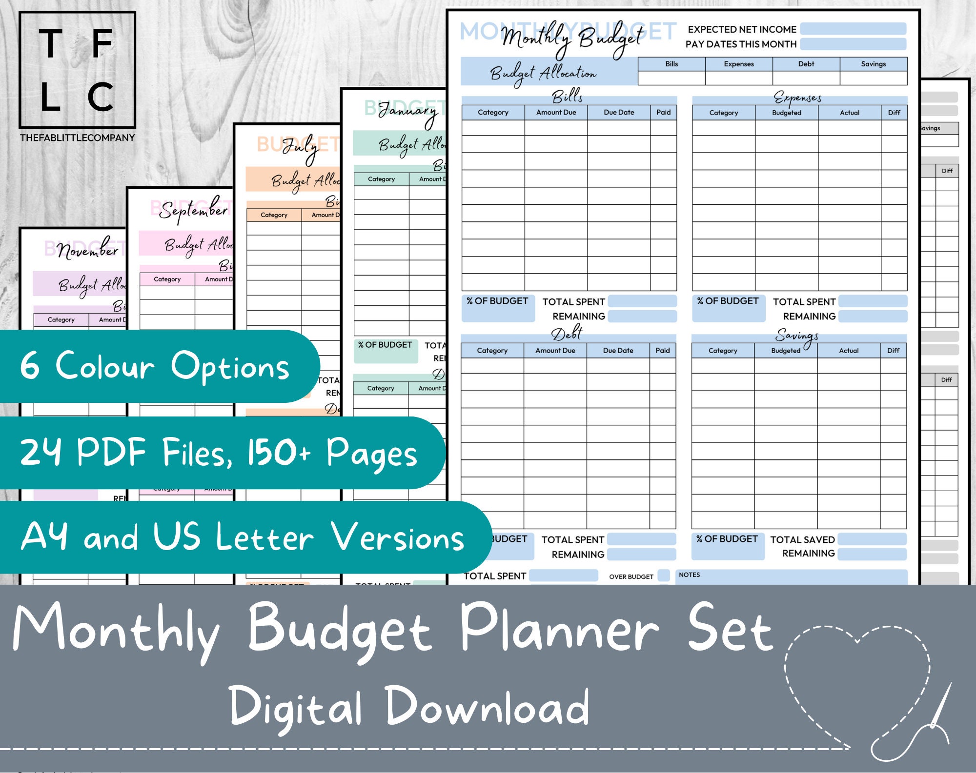 Budget Planner Printable Digital Budget Planner Monthly Budget Budget ...