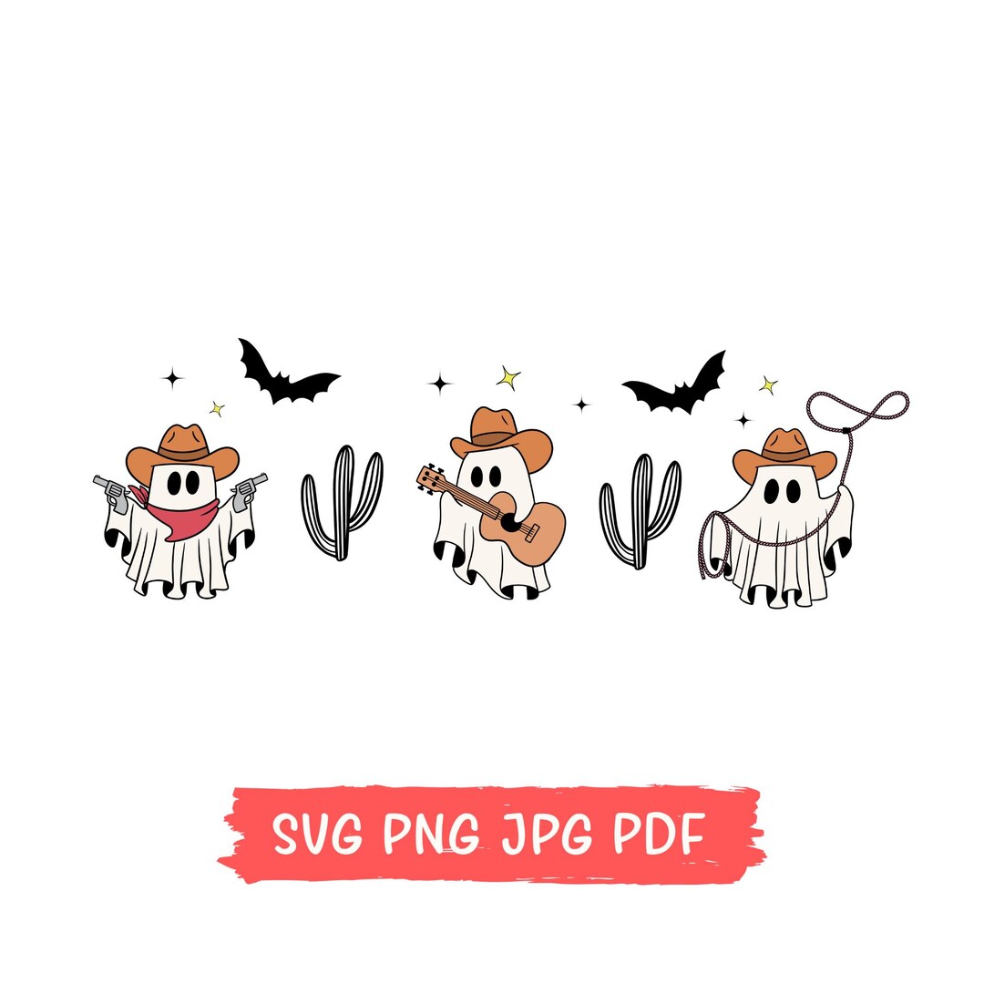 Western Halloween Cow Ghost Svg, Halloween Svg Png, Halloween Cowboy ...