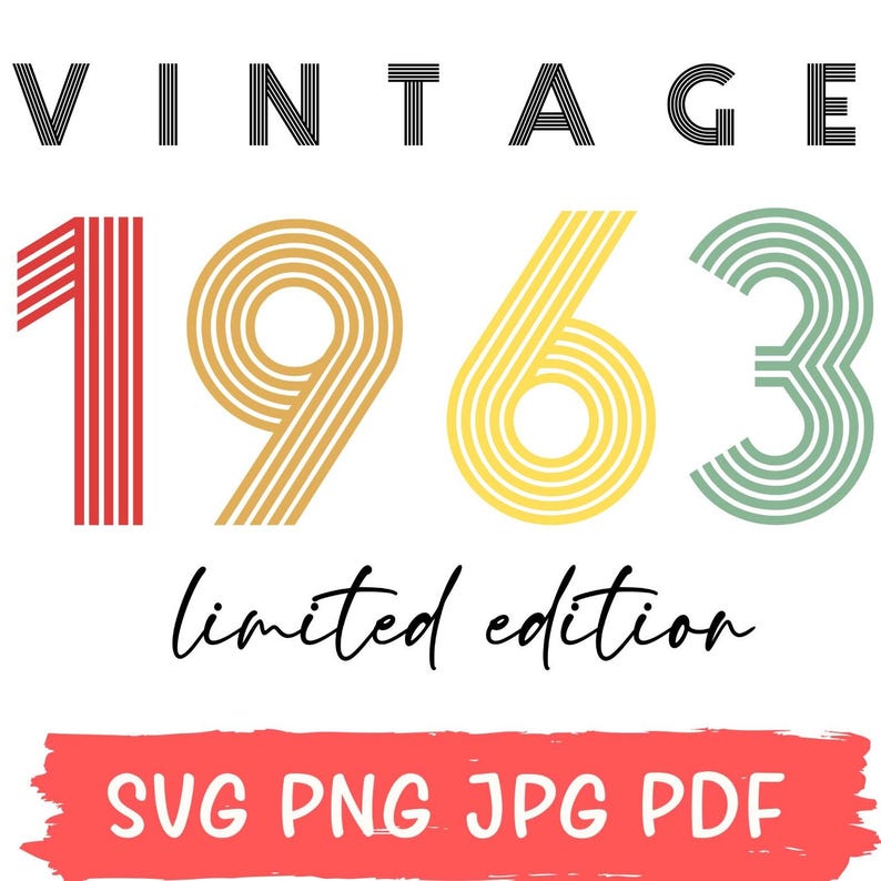 Vintage 1963 Birthday SVG PNG: Retro 60th Party (digital Download) - Etsy