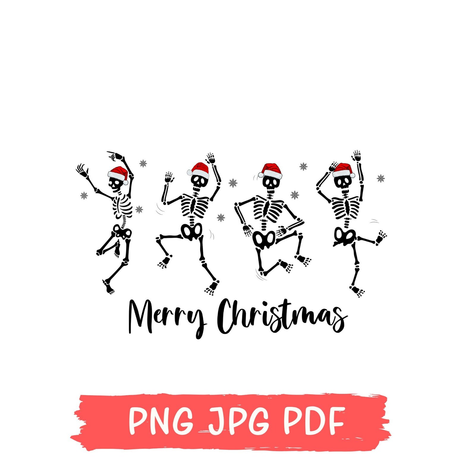 Christmas Skeleton PNG: Dancing Santa Skeletons Graphic (digital ...