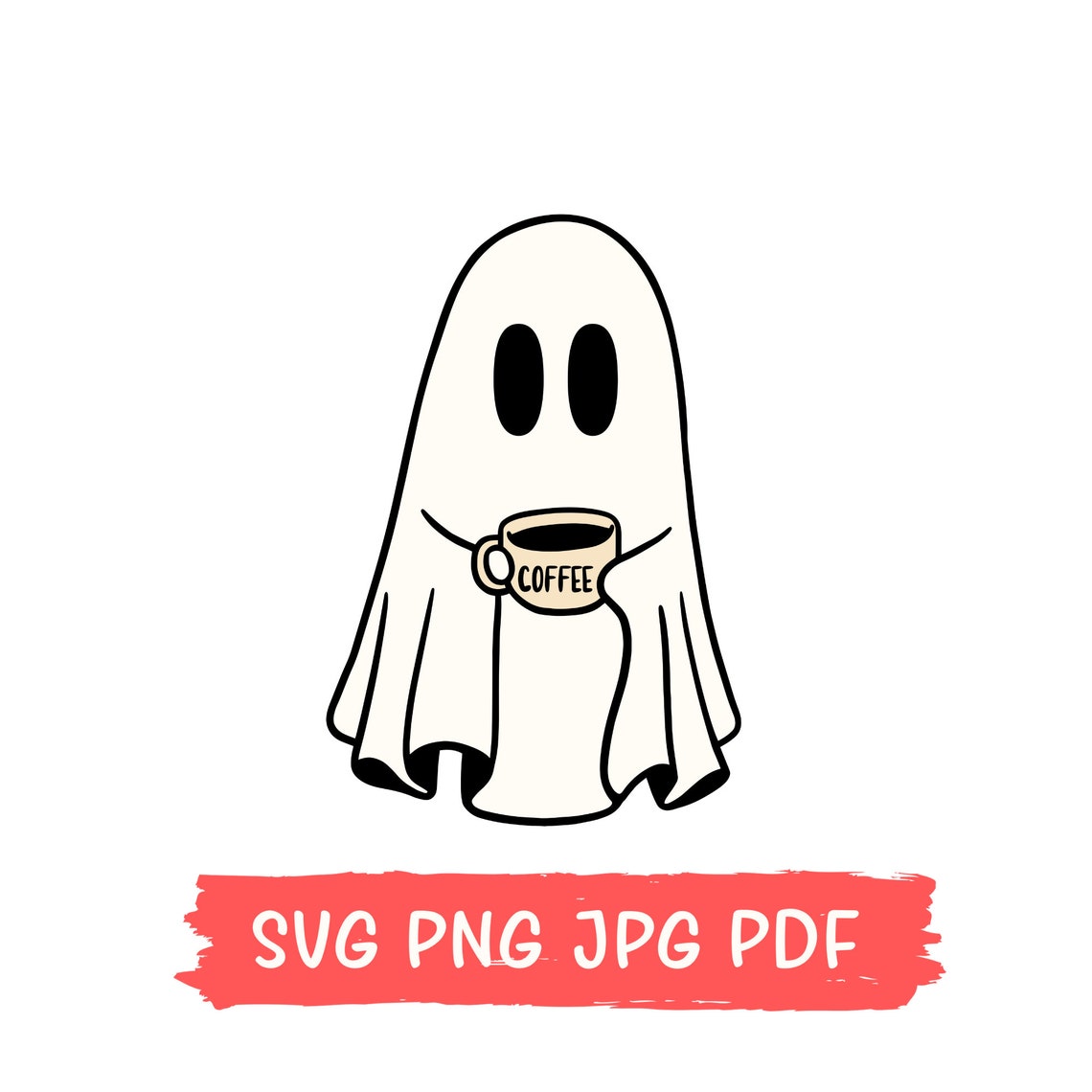 Spooky Ghost Coffee SVG PNG: Halloween Fall Design (digital Download ...