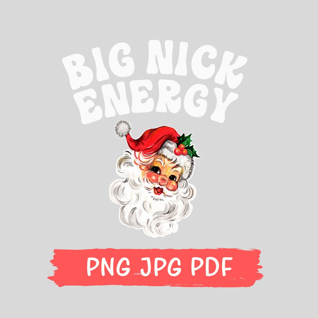 Big Nick Energy Png, Retro Santa Face Png, Big Nick Energy Santa ...