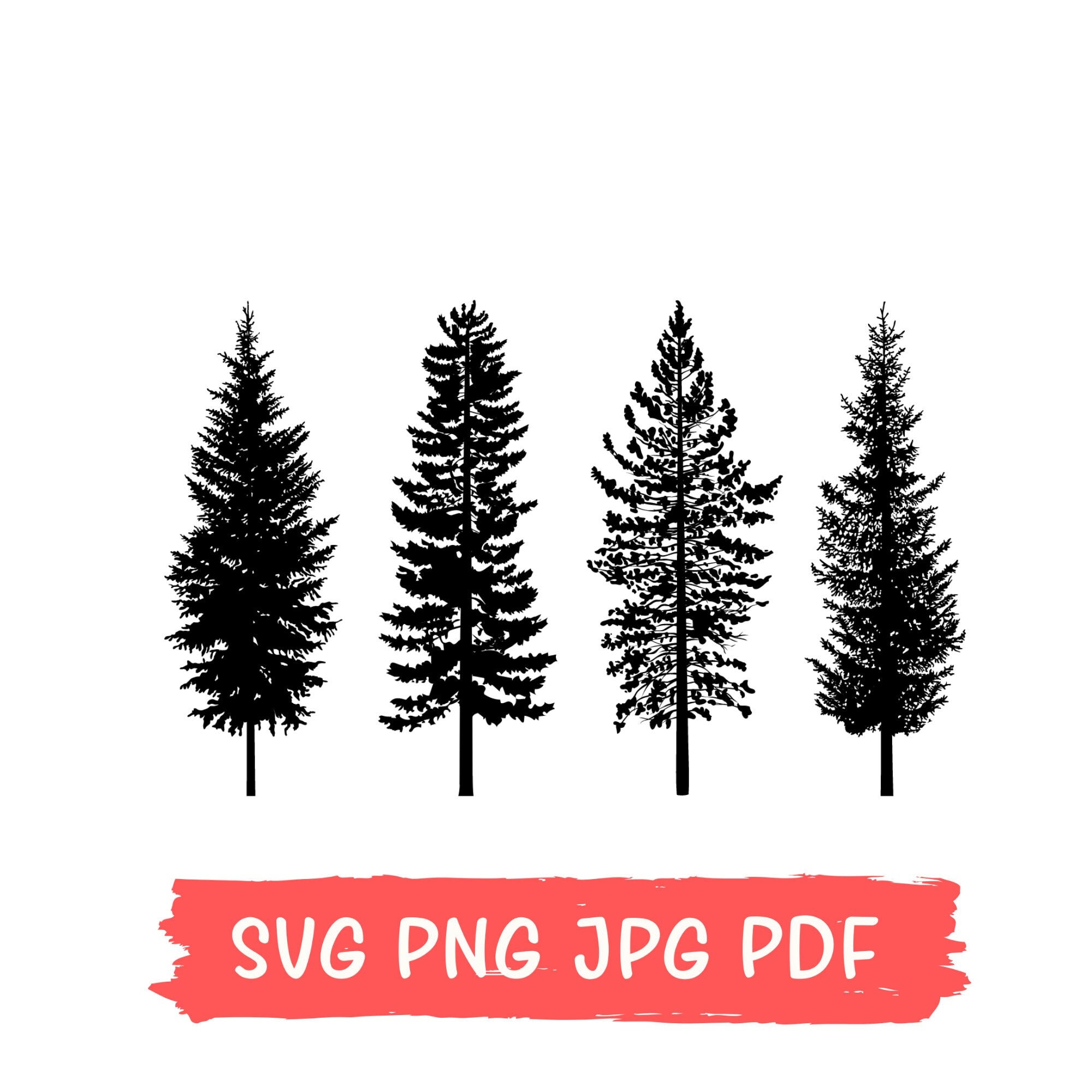 Tree Silhouette Svg, Pine Tree Svg, Pine Tree Silhouette, Evergreen ...