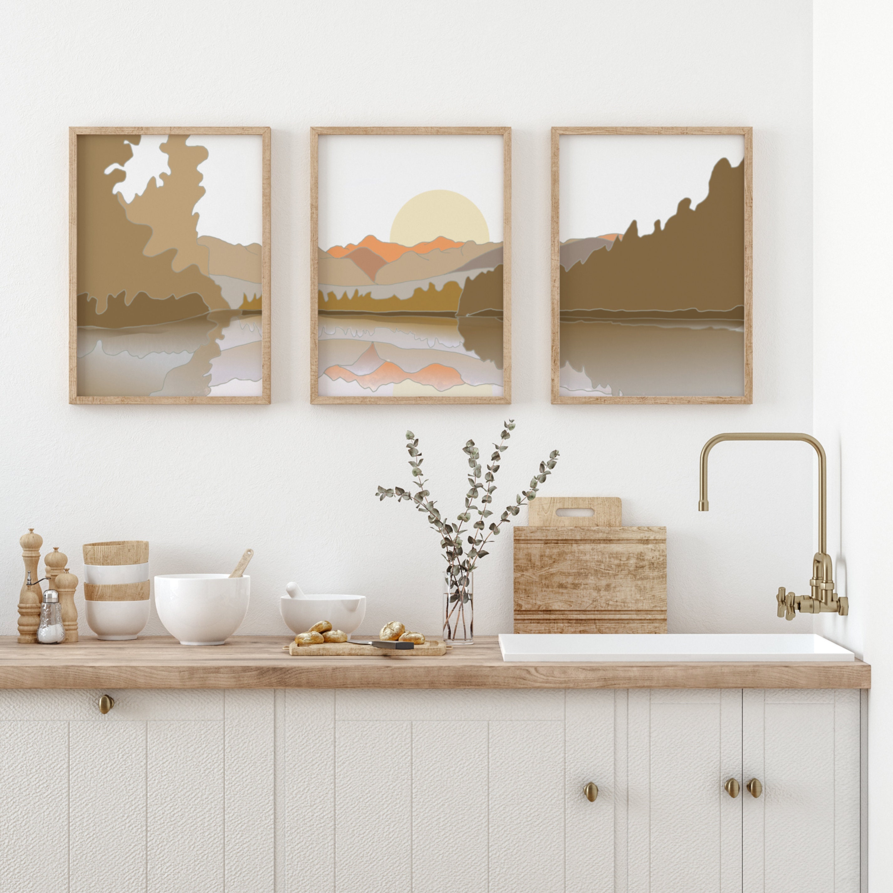 Abstract Art Set of 3 Prints, Wall Art, Bundle, Boho Decor Printable ...