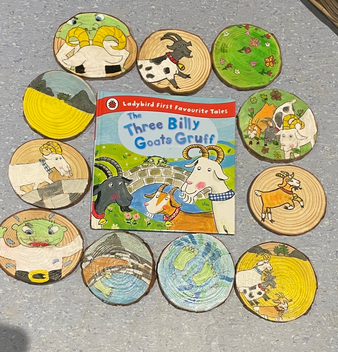 The Three Billy Goats Gruff Story Logs (book Not Included) - Etsy UK