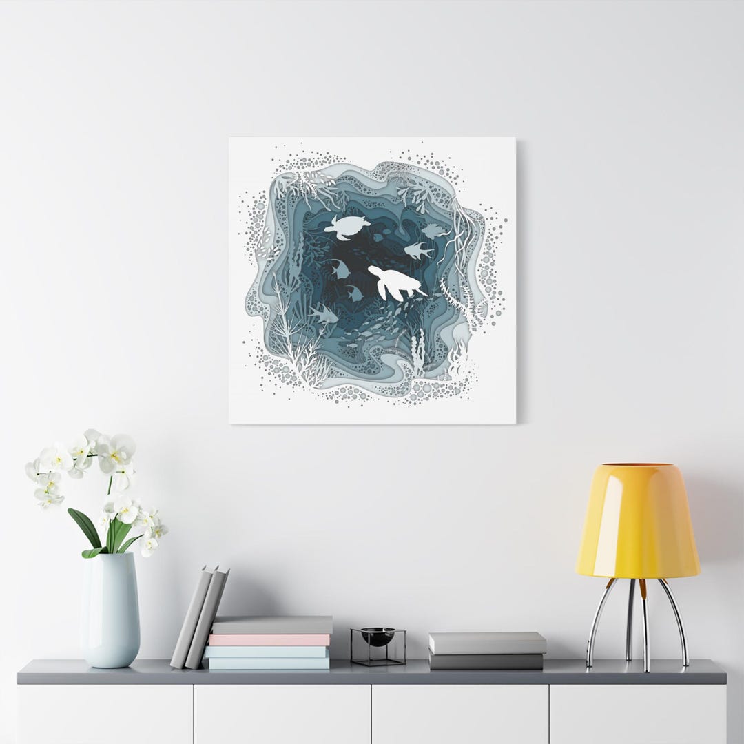 Underwater Sea Turtles Diorama Canvas | Stretched Matte Wall Art - Etsy