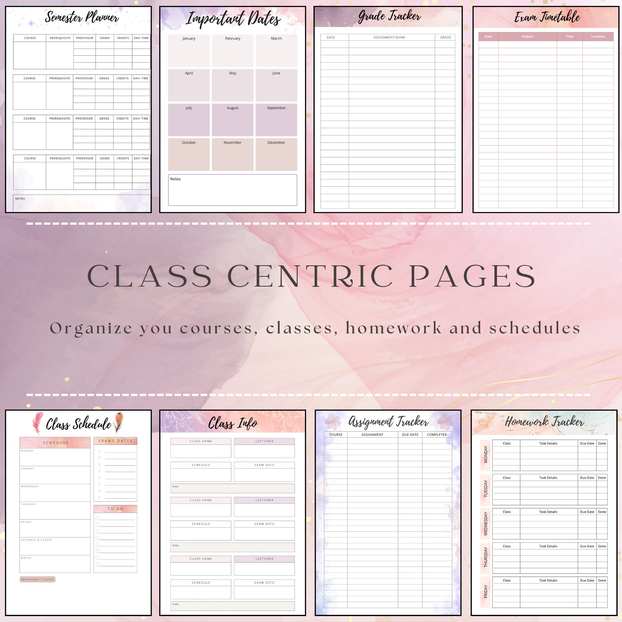 Printable Student Planner Study Planner Bundle, Academic Planner ...
