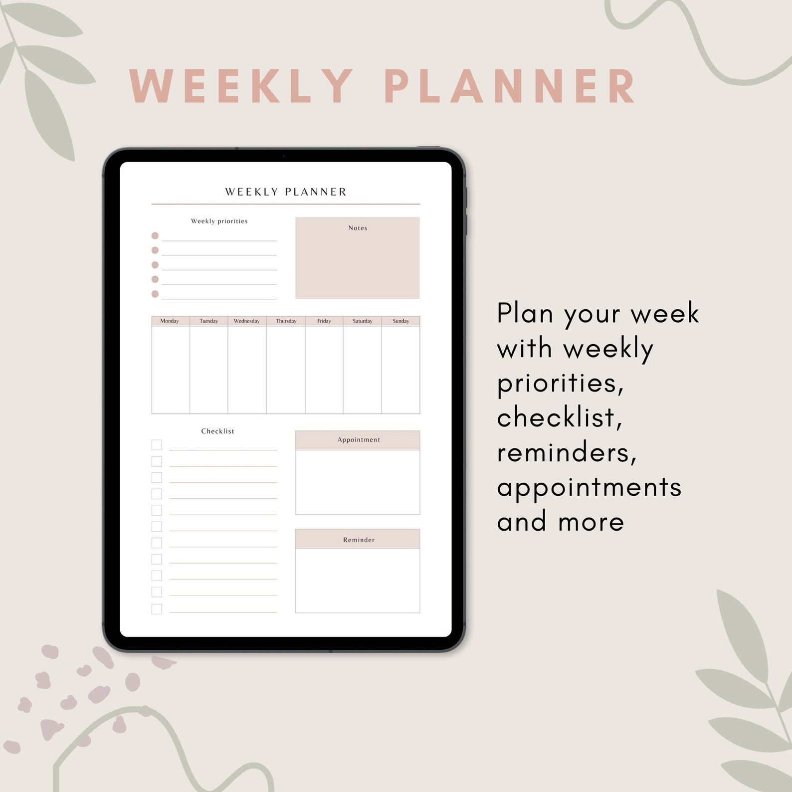 Printable Study Planner: Minimalist Student Academic Organizer (digital ...