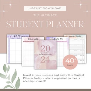 Printable Student Planner | Study Planner Bundle, Academic Planner ...