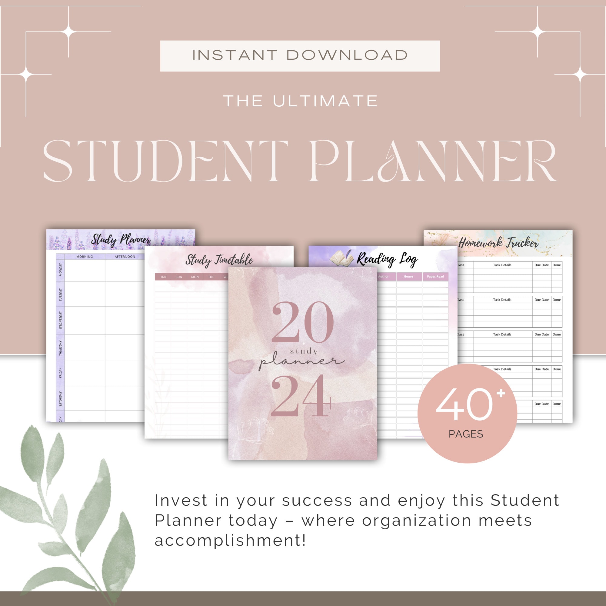 Printable Student Planner Study Planner Bundle, Academic Planner, College Planner, Semester ...