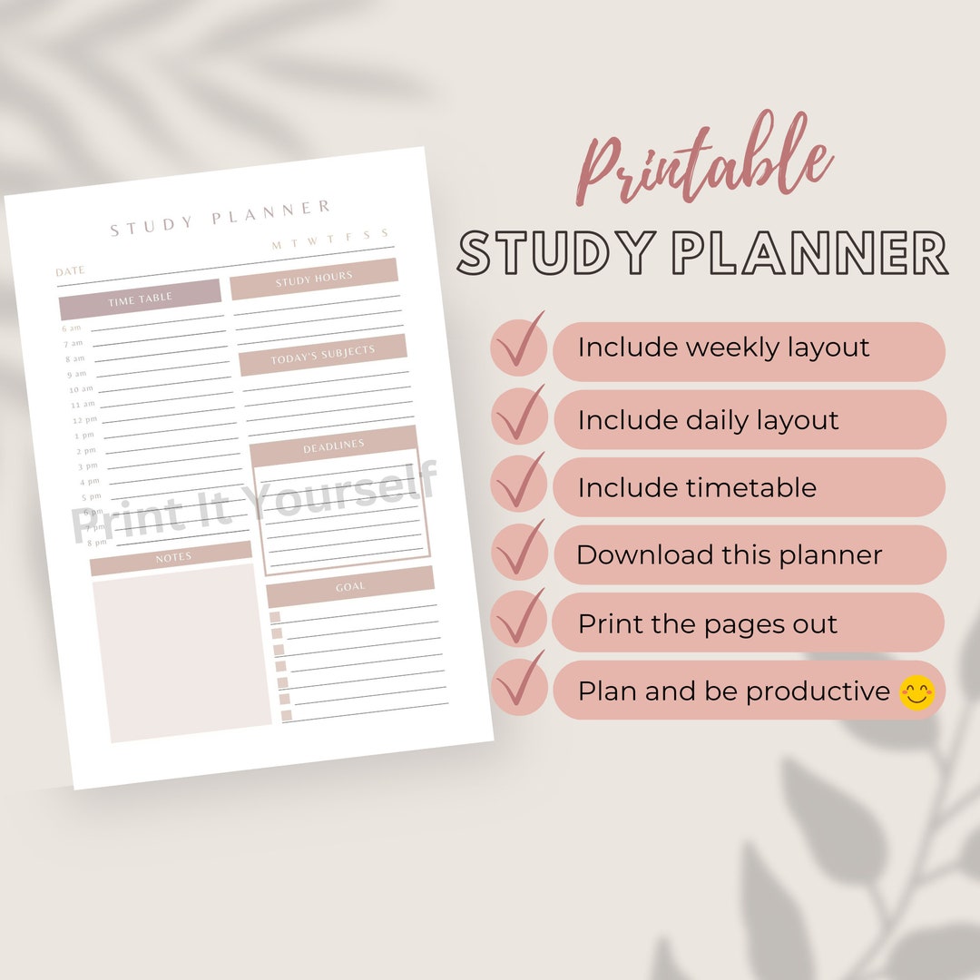 Printable Study Planner | Minimalistic & Aesthetic | Daily Planner ...