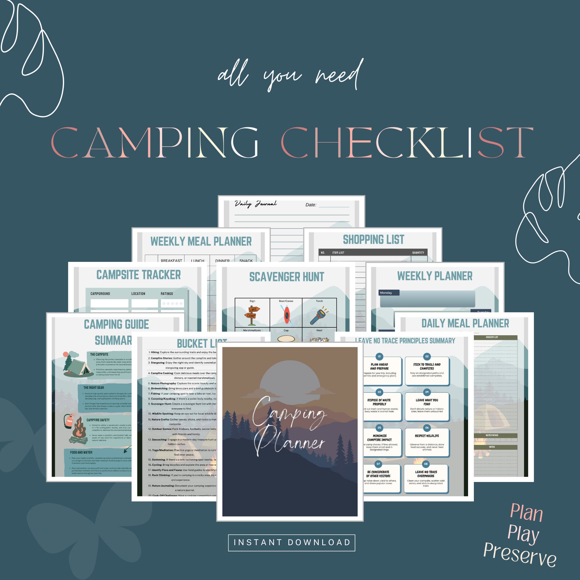 Ultimate Printable Camping Bundle | Camping Checklist, Journal, Meal ...