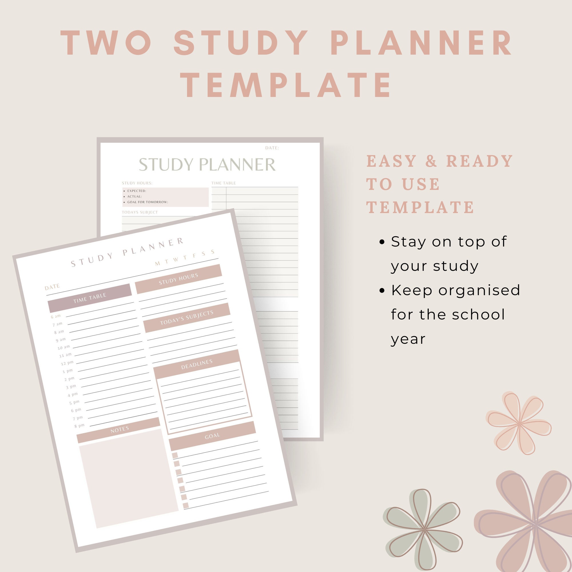 Printable Study Planner | Minimalistic & Aesthetic | Daily Planner ...
