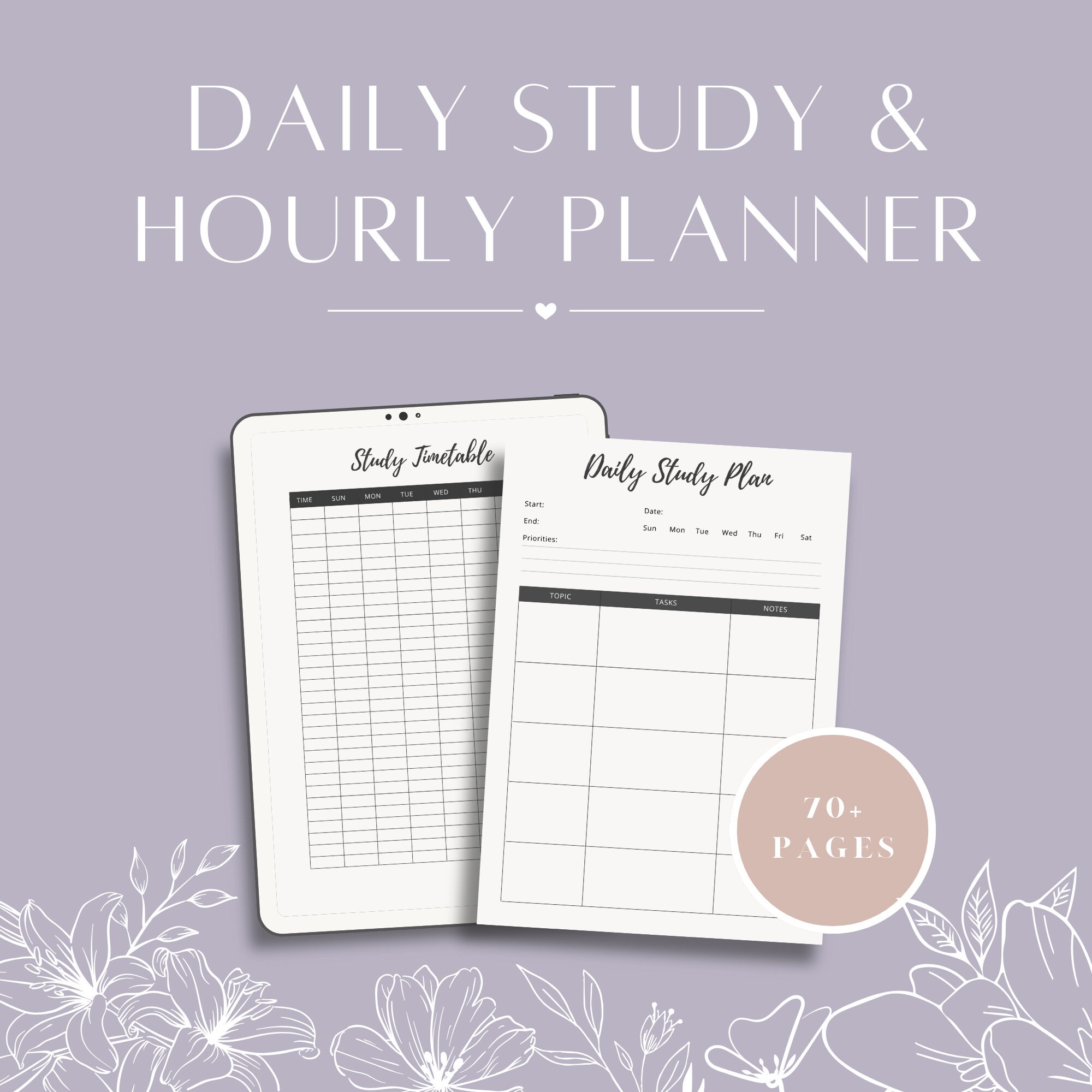 Birth Flower Themed Planner Printable Student Planner Bundle, Daily ...