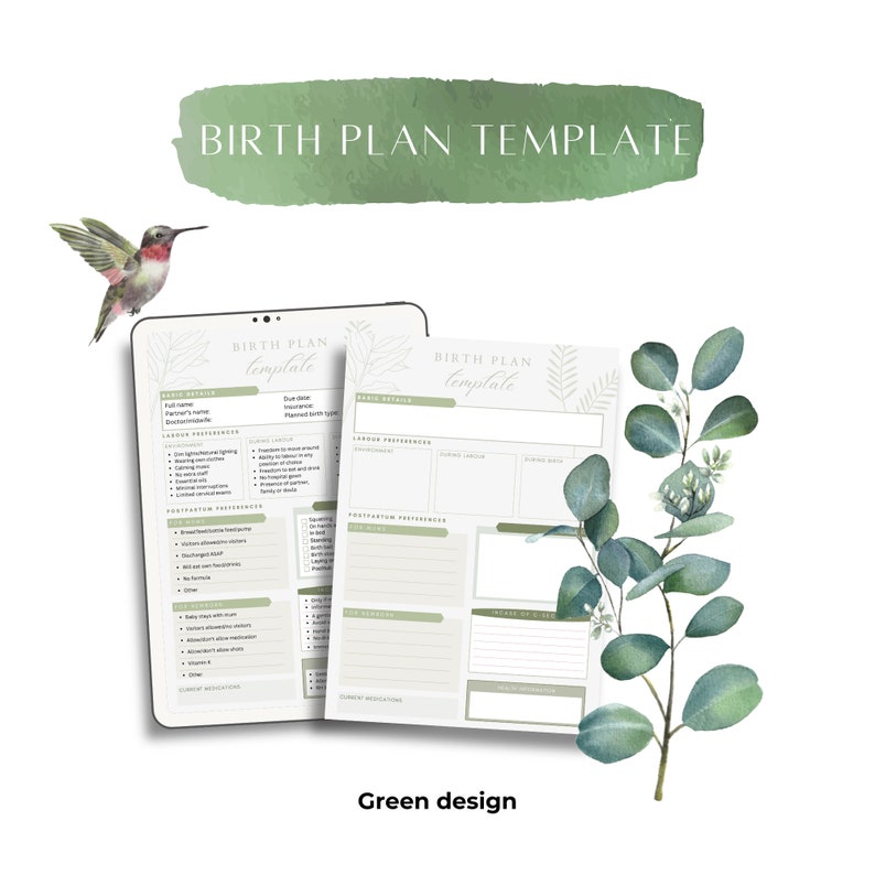 Editable Birth Plan Template | Printable Birthing Plan, Printable and ...