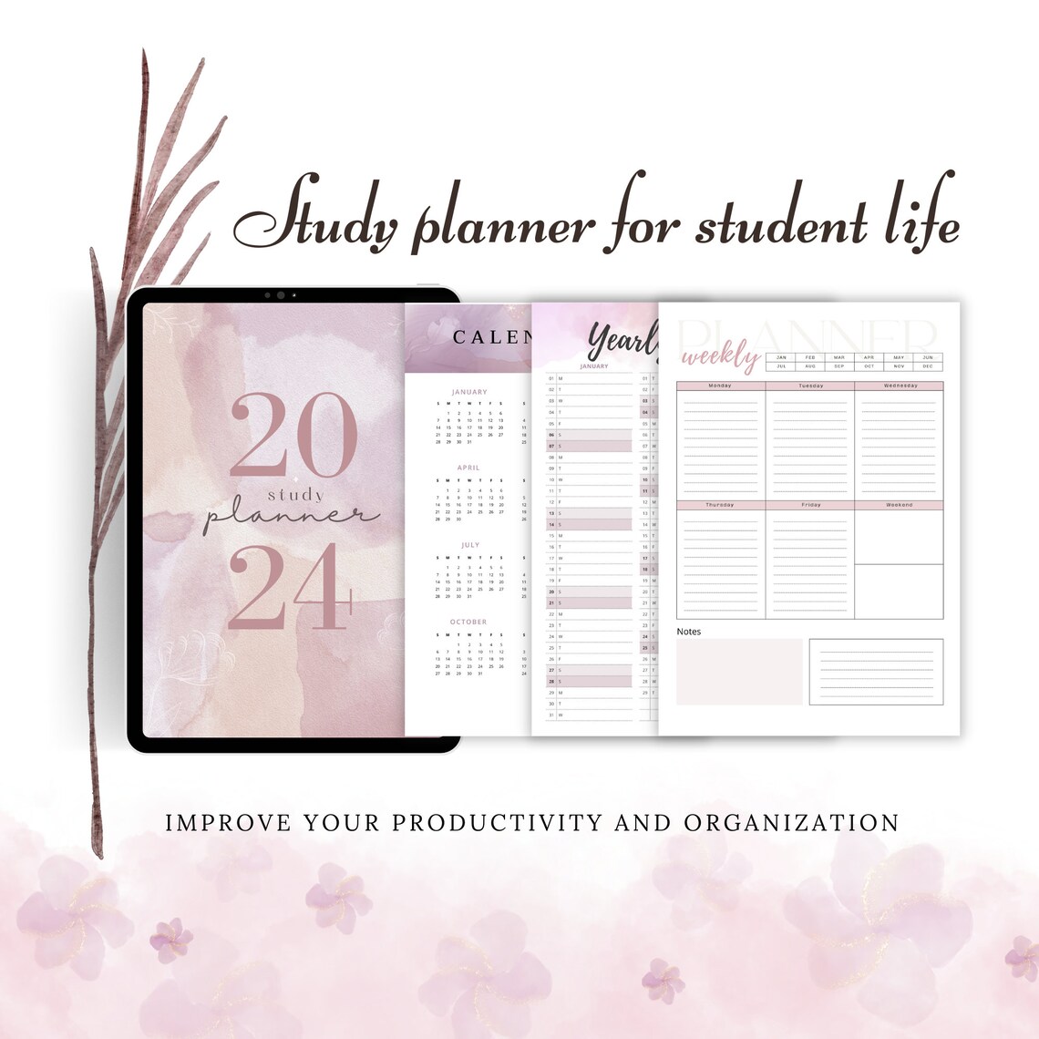 Printable Student Planner Study Planner Bundle, Academic Planner ...