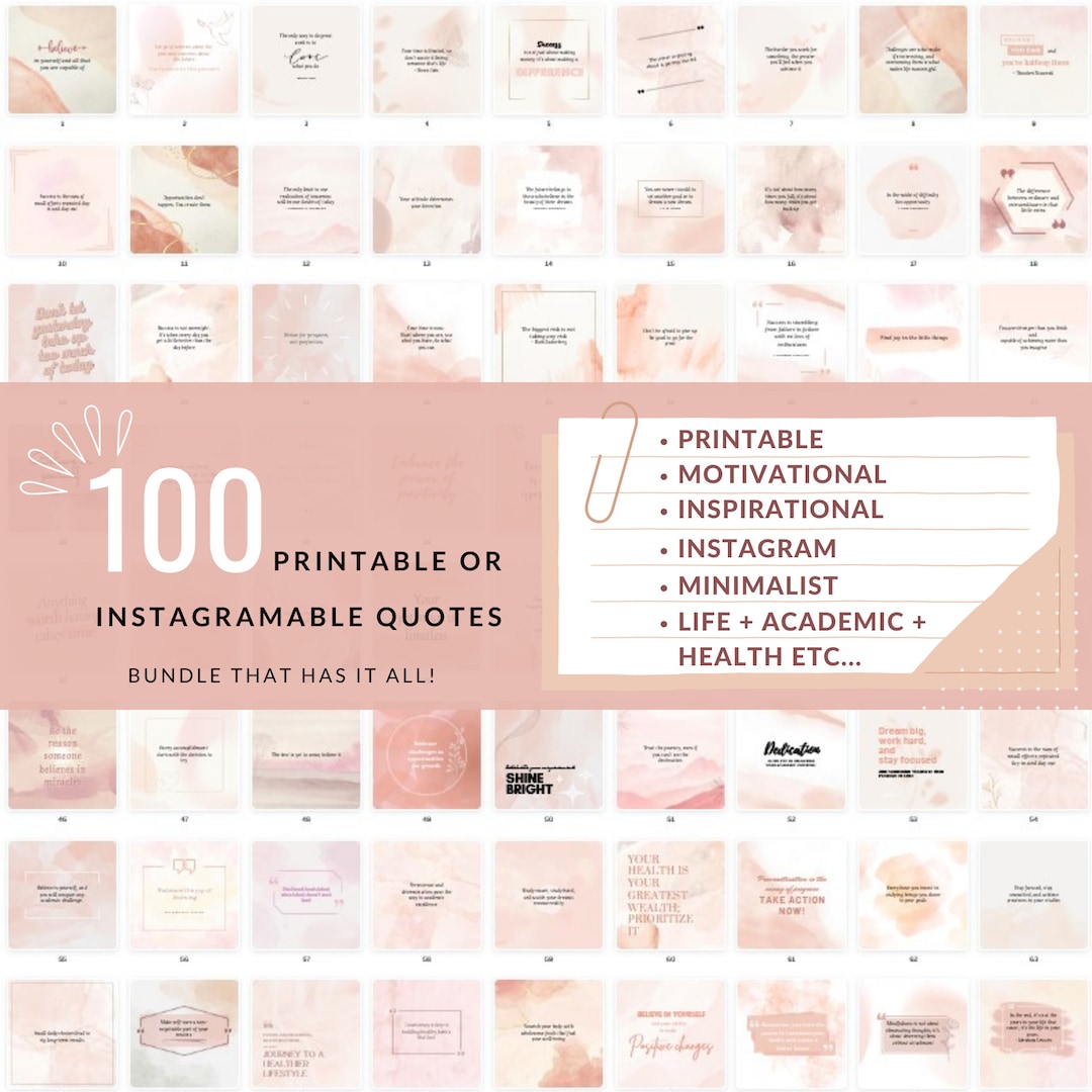 100 Motivational Quotes Bundle | Social Media Content | Instagram Post ...