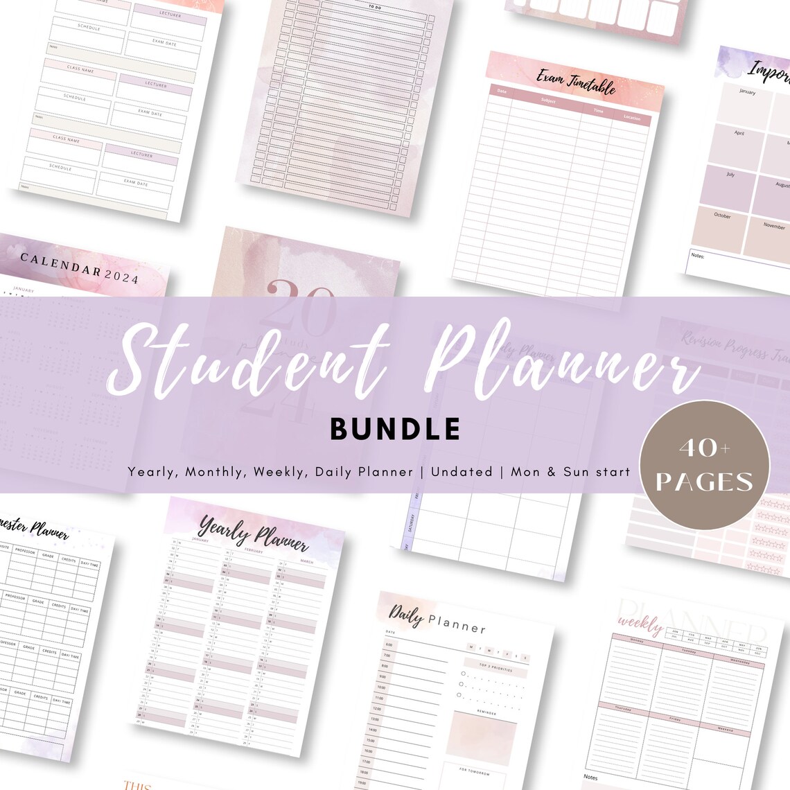 Printable Student Planner Study Planner Bundle, Academic Planner ...