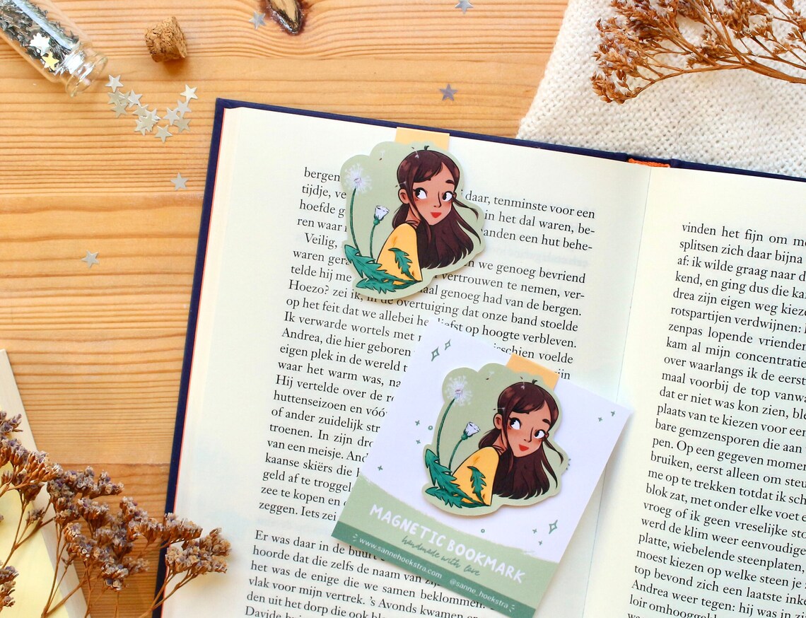 Segnalibro magnetico / segnalibro di pagina con ragazza floreale - Etsy ...