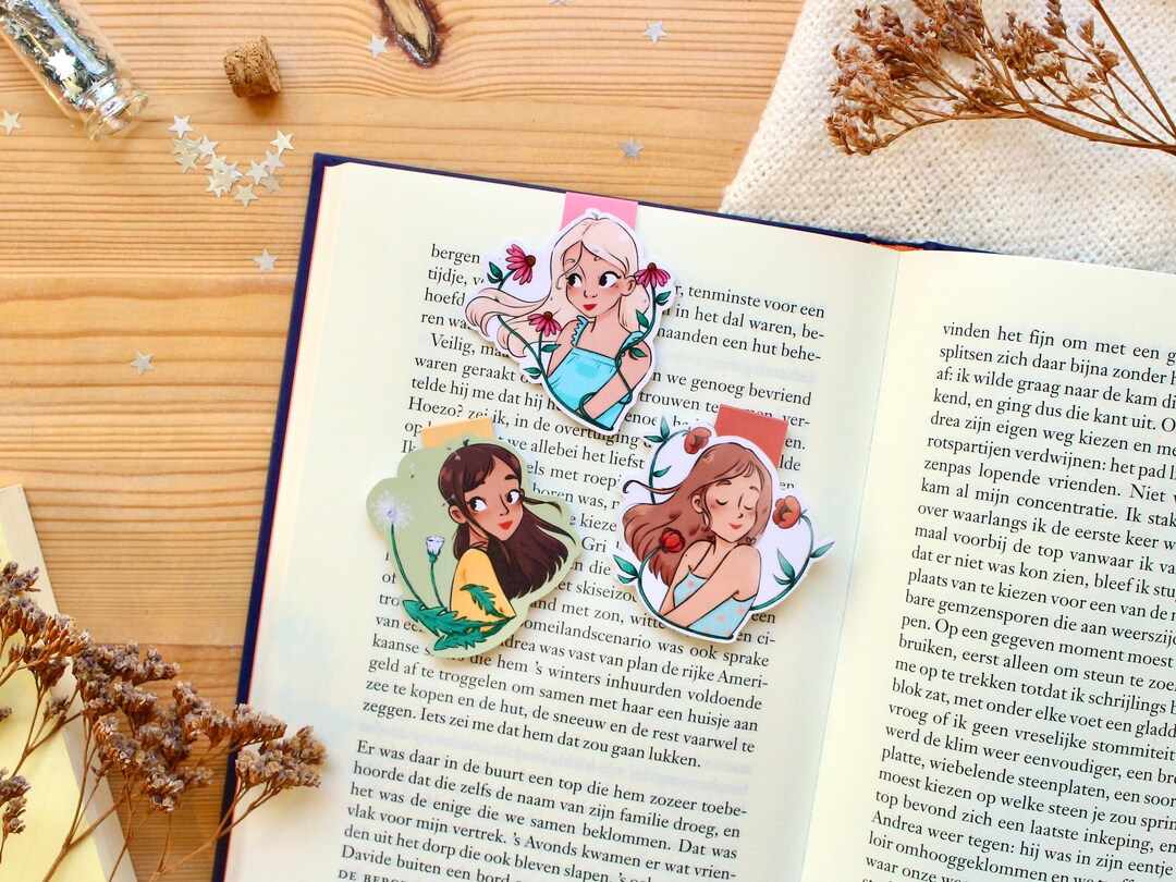 Segnalibro magnetico / segnalibro di pagina con ragazza floreale - Etsy ...