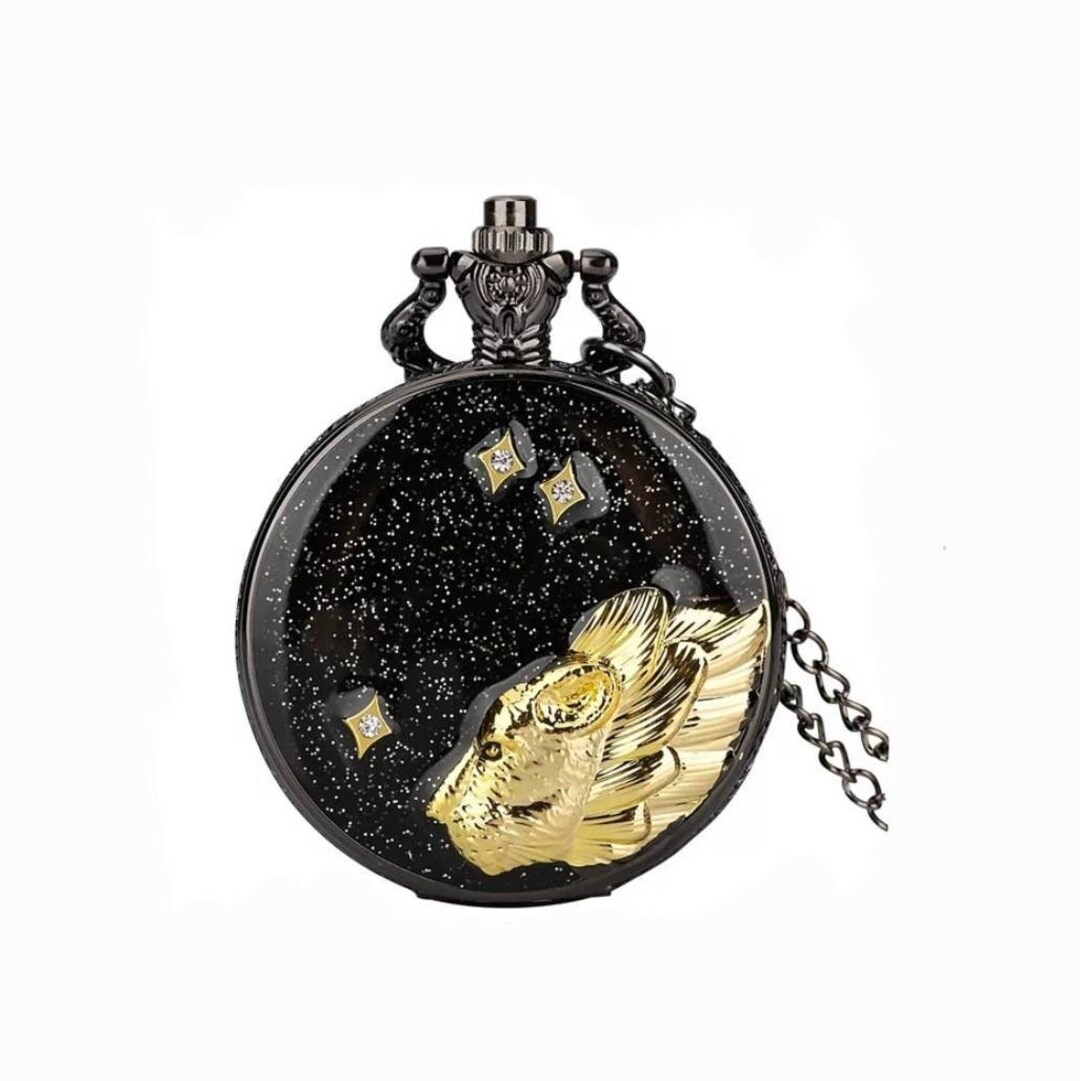Relief Sculpture Pocket Watch Lion Black Sparkling Watch With - Etsy