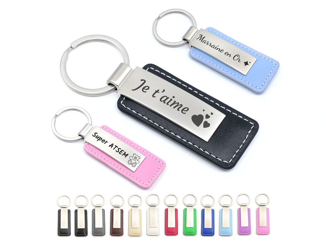 Personalized Leather Metal Key Ring, Personalized Gift for Men and ...
