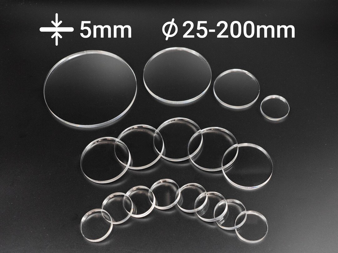 Bases en acrylique transparent de 5 mm Diamètre 25mm à 200mm Plexiglass ...