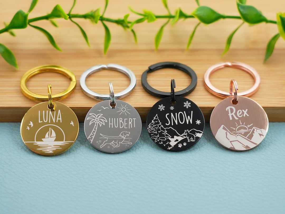 Personalized Dog Cat Medal Engraved Tag Round Medallion Engraving on ...