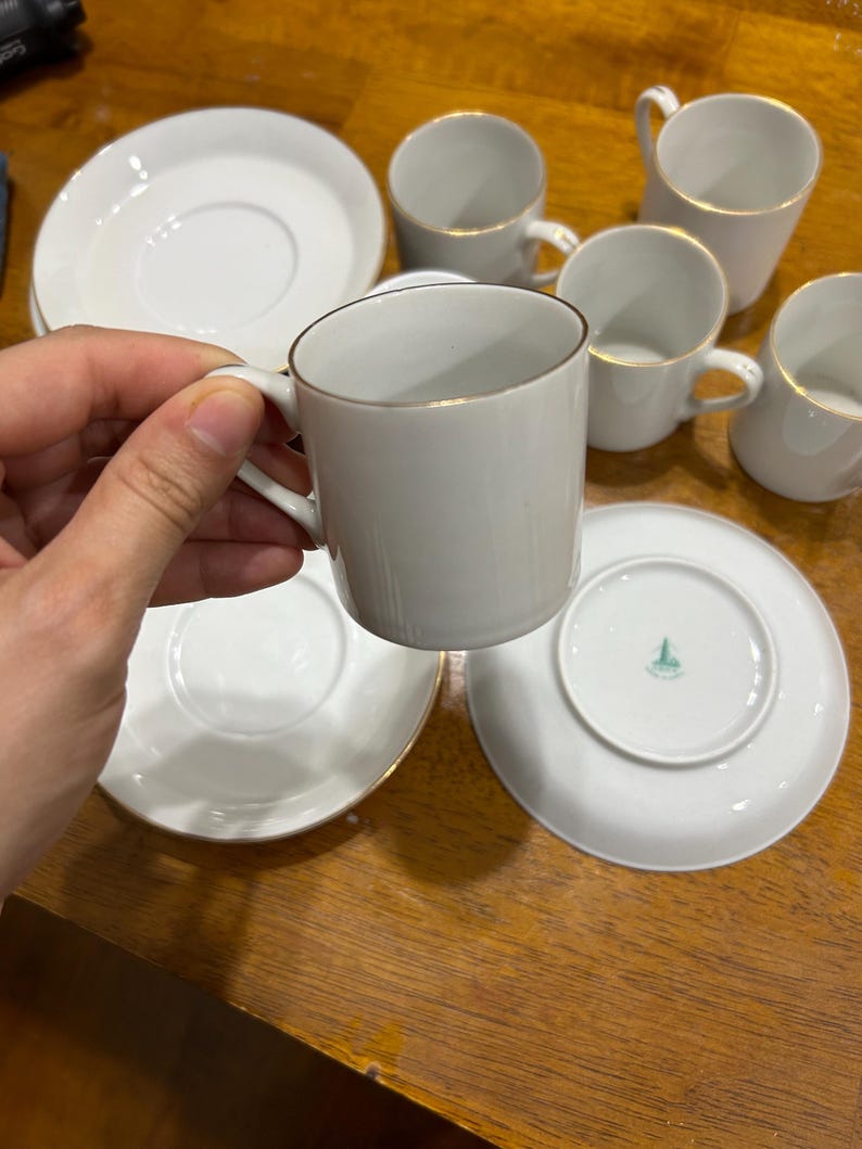 Vintage White Tea Cup Set With Gold Trim Elegant Porcelain Coffee Set ...