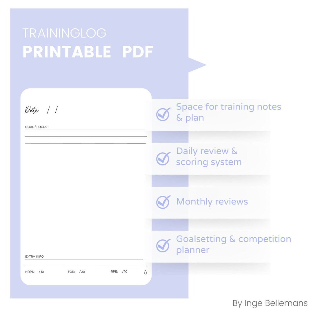 Daily Training Log Printable PDF Elegant Font - Etsy