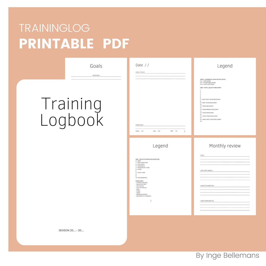 Training Logbook for Athletes Neutral Font - Etsy