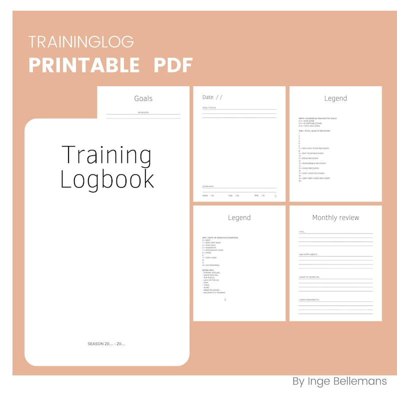 Training Logbook for Athletes Neutral Font - Etsy