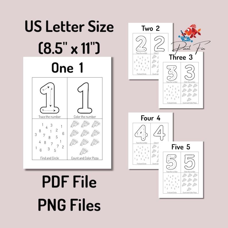 Number Tracing Worksheets 1-10, Preschool Counting Activity ...