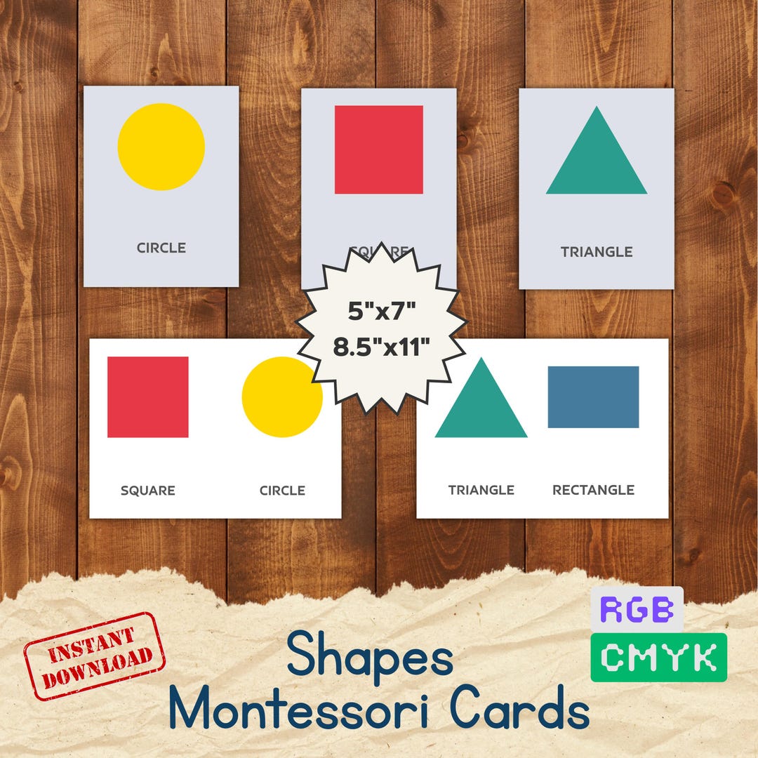 Montessori Geometric Shapes Flashcards, Preschool Printables, Toddler ...