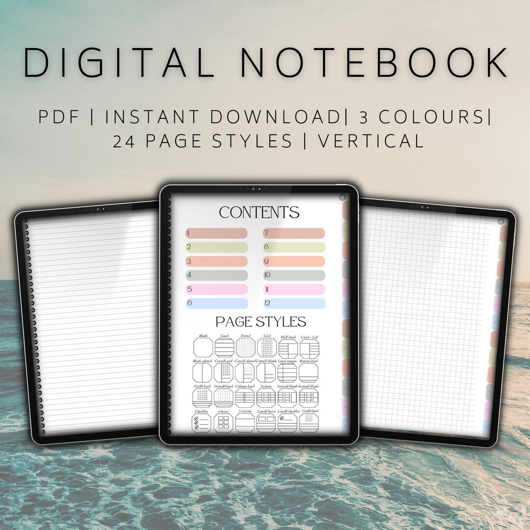 Digital Notebook Bundle | Digital Journal | Digital Notes | Vertical ...
